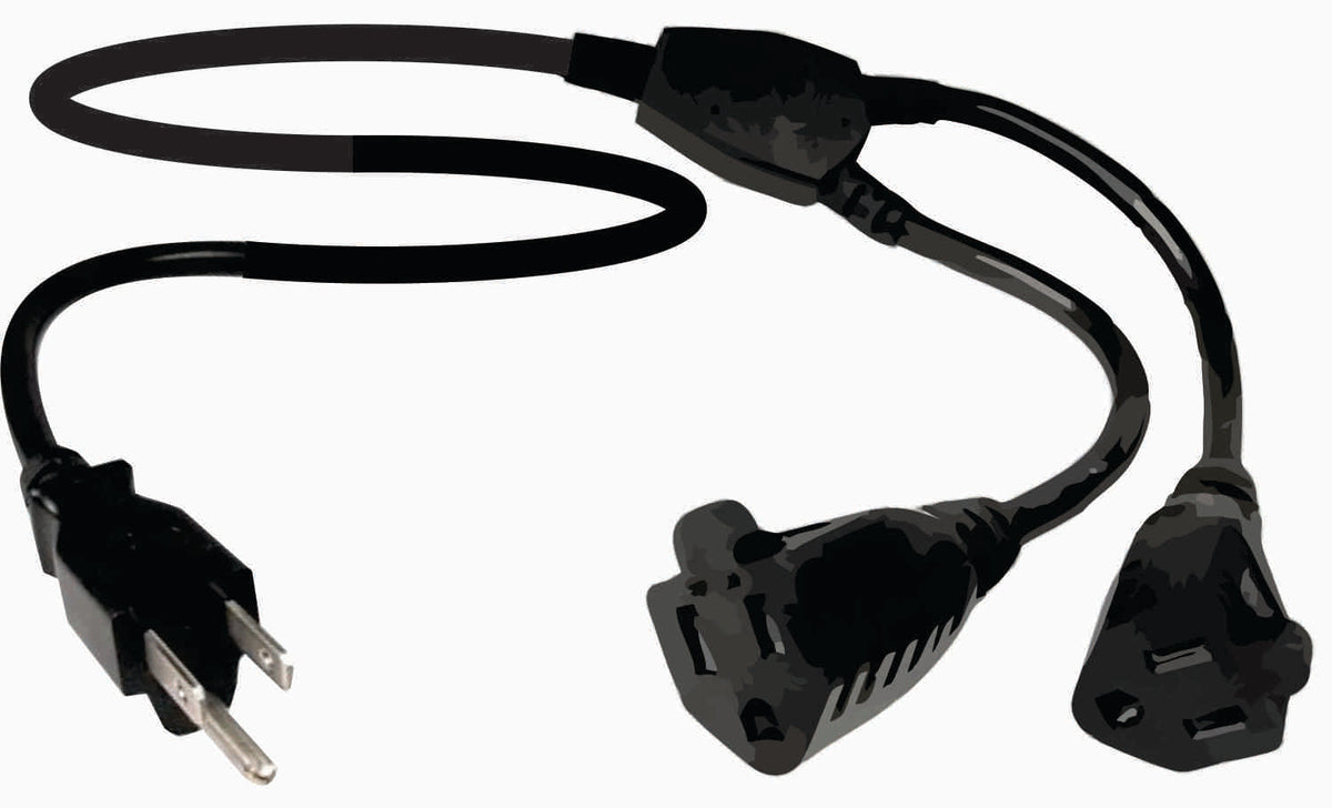 NEMA 5-15 AC Splitter Y Power Cords, Black, 14 awg - 3 feet, UL Listed ...