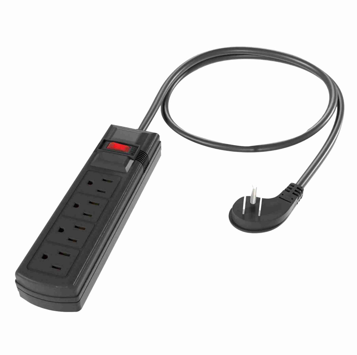 AC 4 Outlets Power Strip With Surge Protector & 45˚ Thin Plug
