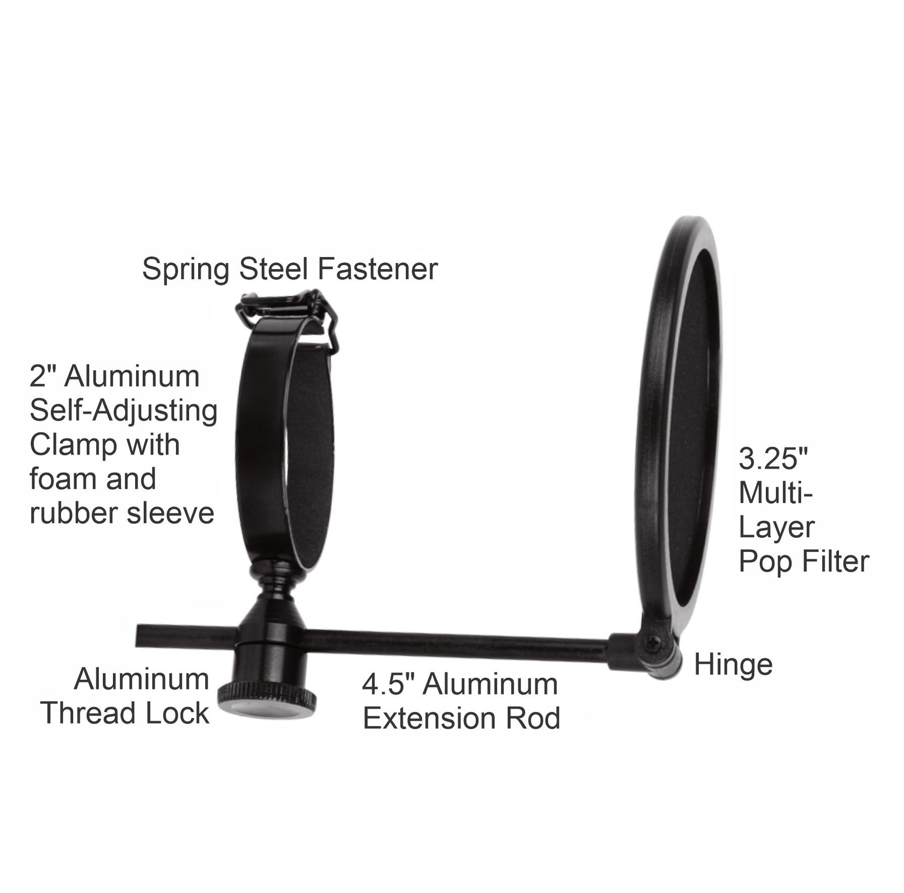 AMERICAN RECORDER 3.25" Broadcast/Recording Pop Filter with 2" clamp ...